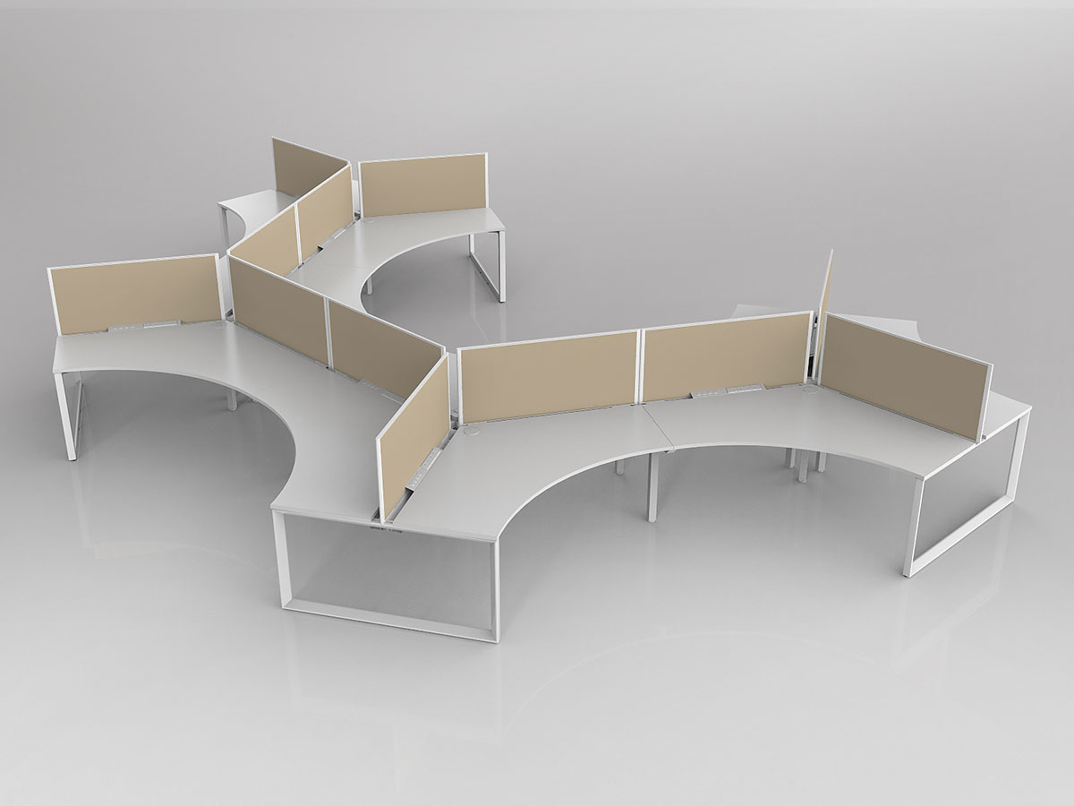 Tri Leg 12 Person 120 degree workstation