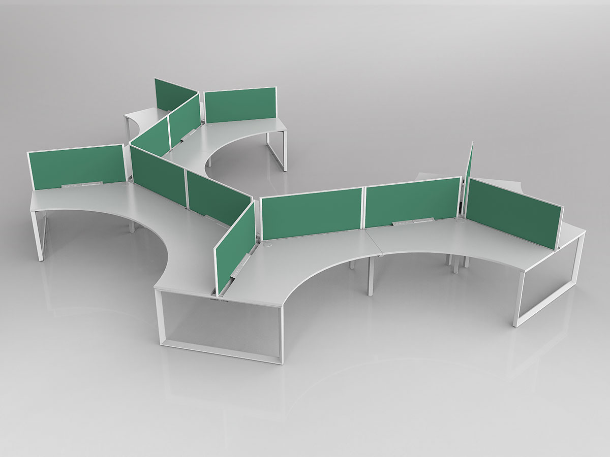 Tri Leg 12 Person 120 degree workstation