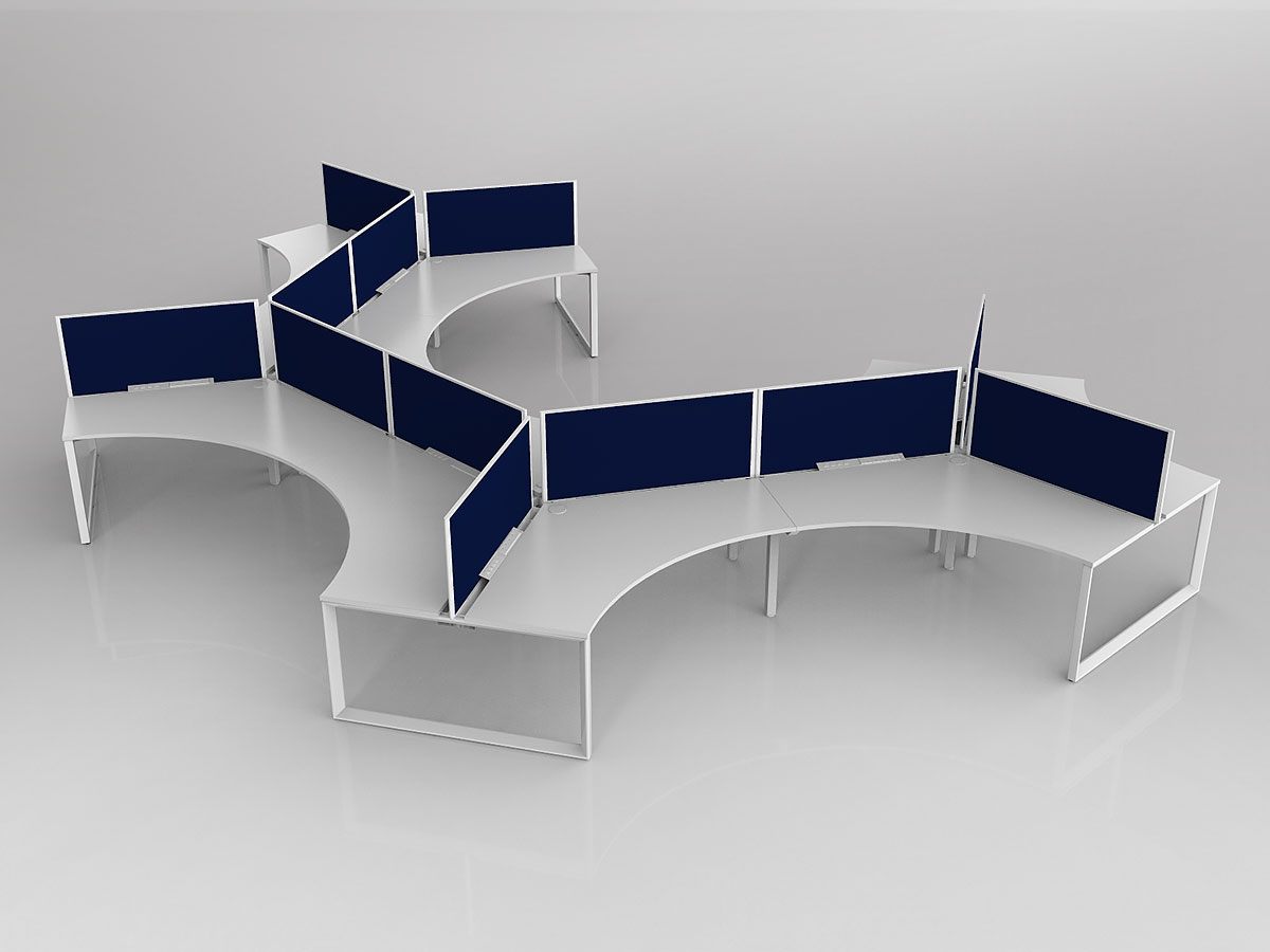 Tri Leg 12 Person 120 degree workstation