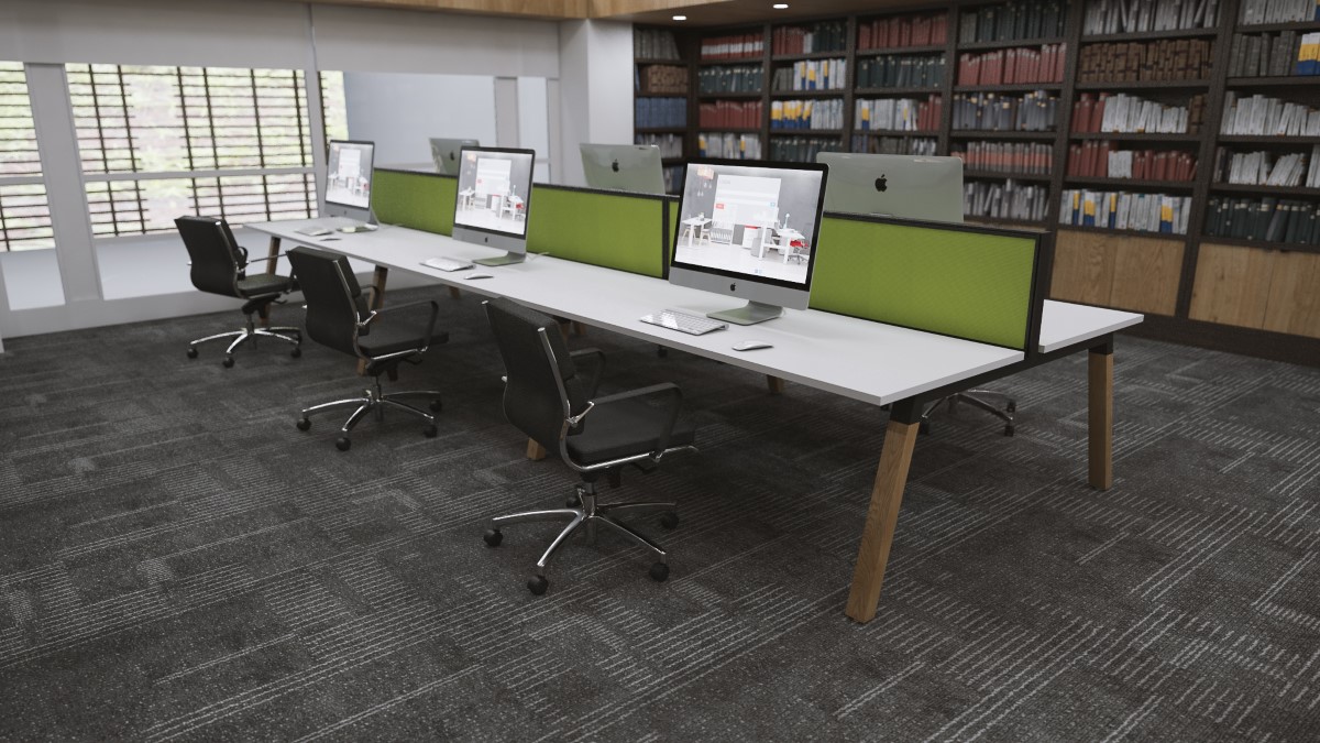 Plantation 4 person Timber Leg Workstation | Sydney Office Furniture